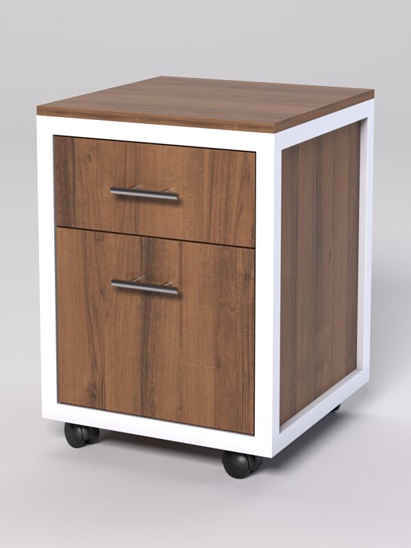 Тумба файловая подкатная НТ-330 ФЛ "стронг" в стиле лофт, Орех + металлический каркас Белый