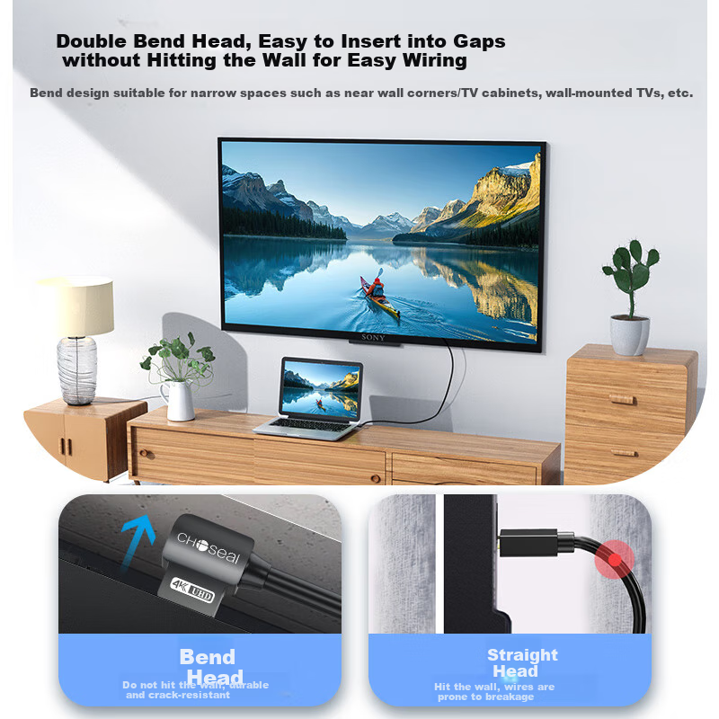 CHOOSEAL HDMI 2.0 Кабель с угловым разъемом 4K 60Гц Высококачественный видео кабель для ноутбука ТВ-приставки Проектора