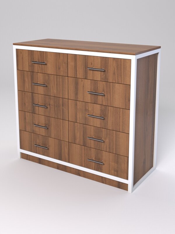 Тумба для офисной техники №8А "стронг" в стиле лофт, Орех + металлический каркас Белый