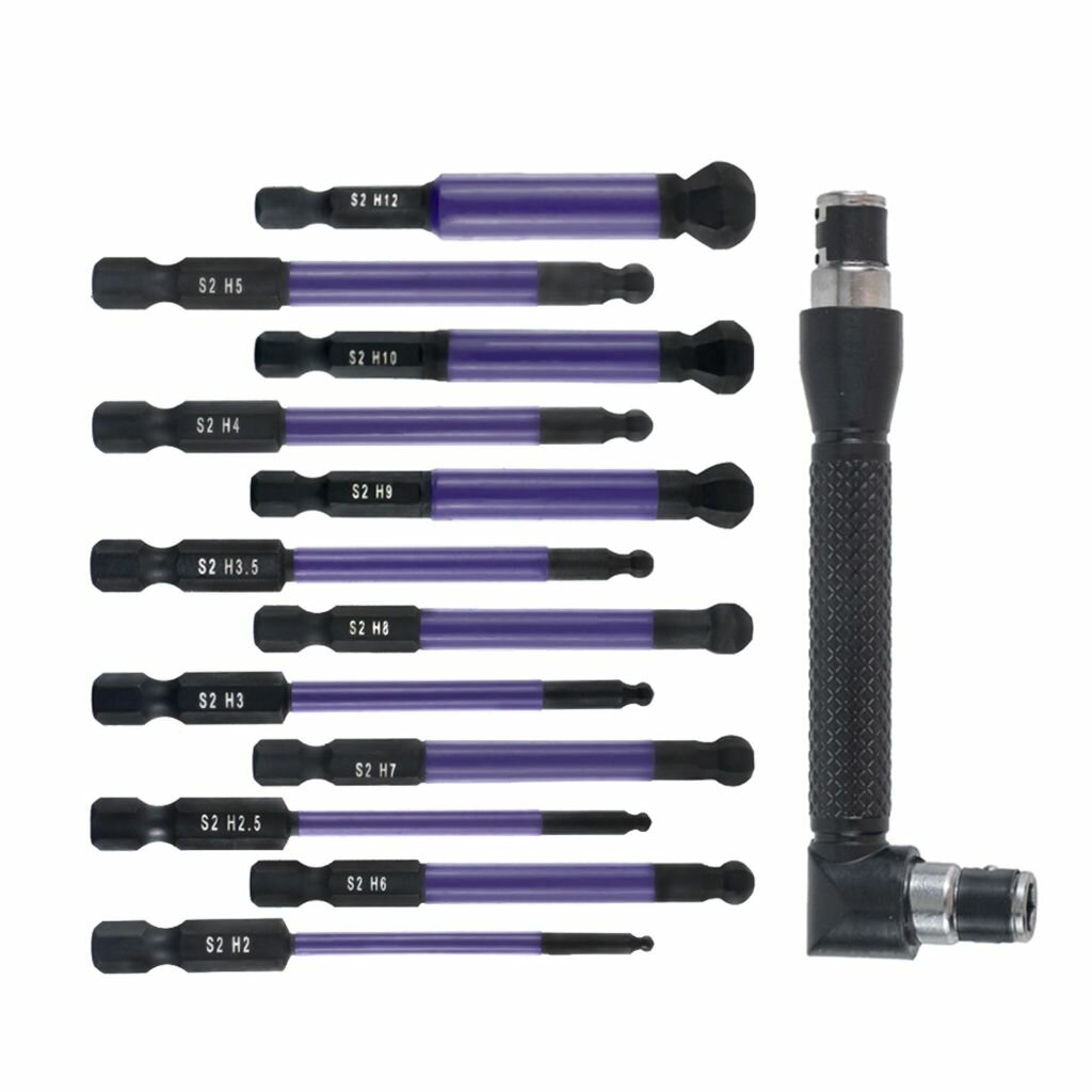 Наборы инструментов, Набор бит с шариковыми головками из легированной стали, черный, с L-образным ключом - 1 комплект