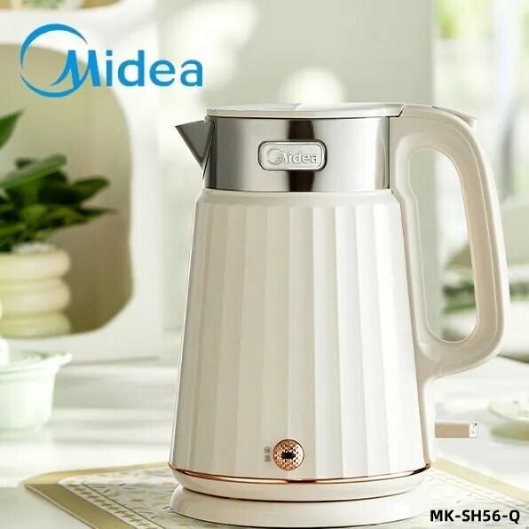 Midea Электрический чайник Midea Электрический умный чайник; с функцией подогрева; MK-SH56-Q, белый, бежевый