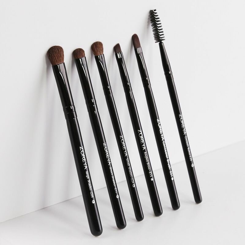 Zoreya Beauty Tools 6 шт. Мини-набор классический черный с деревянной ручкой волосы пони кисть для теней век макияжа волос животных