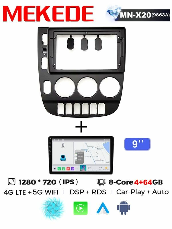 Магнитола 9" Mekede MN X20 Pro 4/64 Gb Mercedes Benz M-Class W163 1997-1998 черная carplay