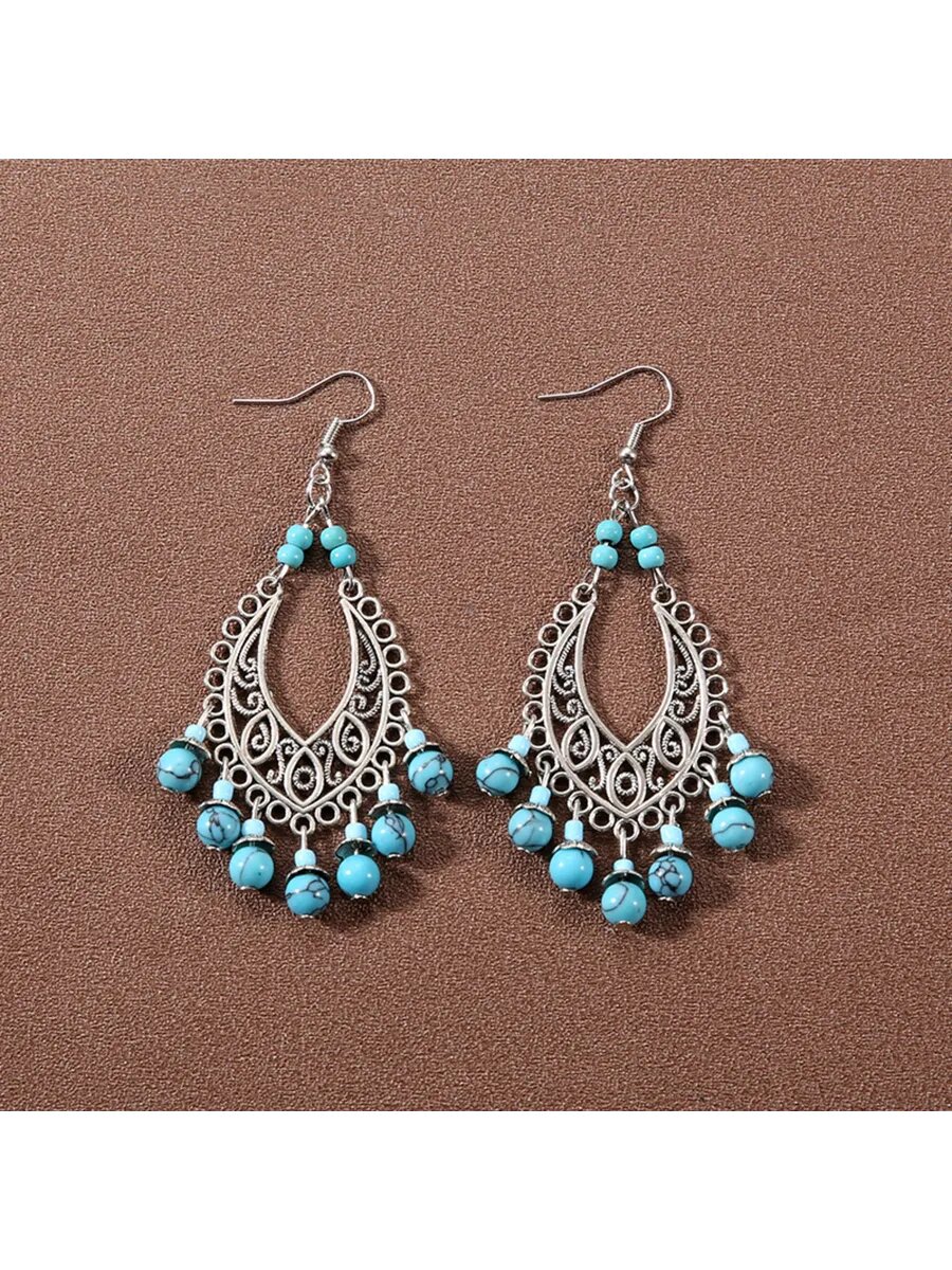 Серьги, бирюза синтетическая, эмаль