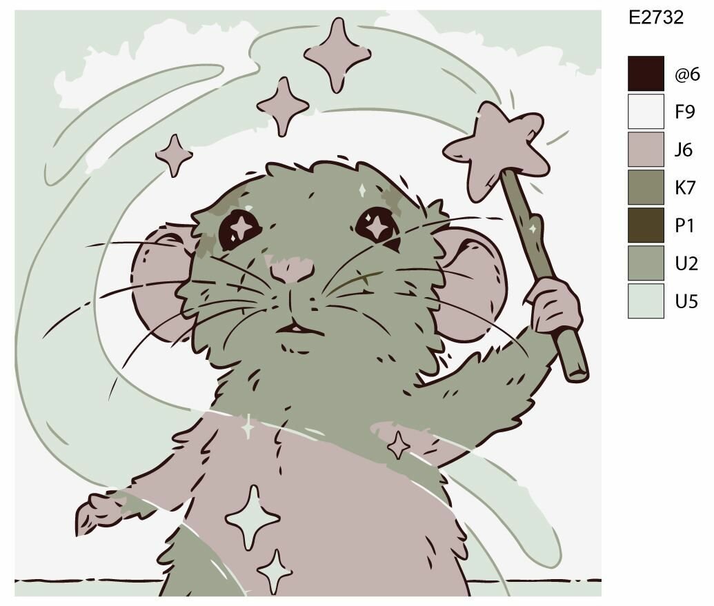 Детская картина по номерам E2732 "Крыса и волшебная палочка" 30x30