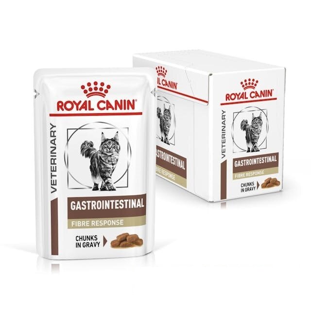 Royal Canin Gastrointestinal Fibre Response корм консервированный полнорационный диетический для взрослых кошек, применяемый для нормализации работы пищеварительной системы, кусочки в соусе 85 гр х 12 шт