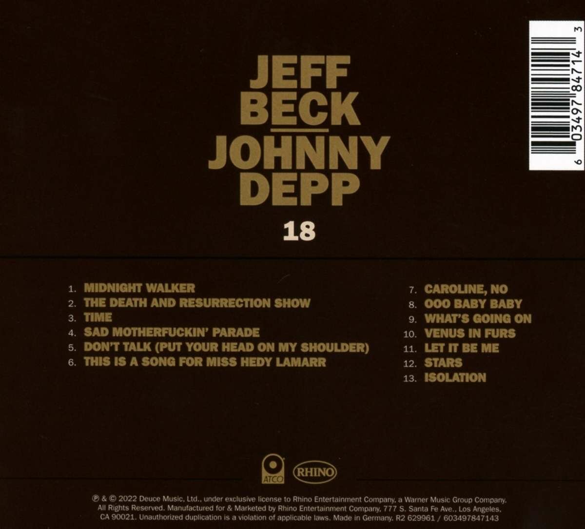 Диск Jeff Beck & Johnny Depp - 18 (1 CD) — фото 1