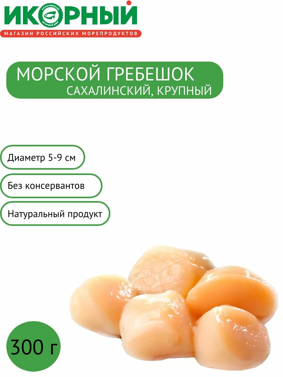 Морской гребешок сахалинский, крупный, филе, Икорный, 300 г