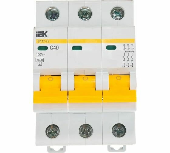Автоматический выключатель IEK ВА47-29 3п 40 С 4.5кА MVA20-3-040-C