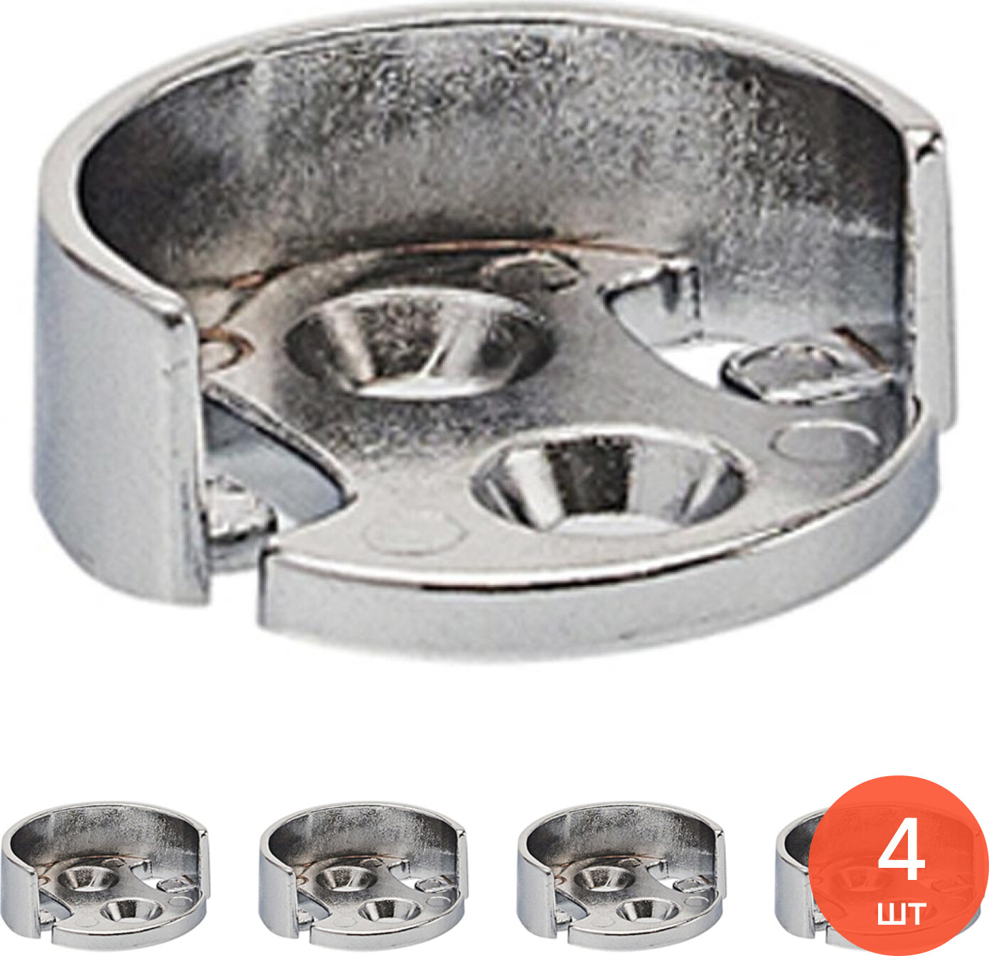 Держатель для трубы Element / Элемент для мебели из стали, цвет хром, 2шт. / крепеж и фурнитура (комплект из 4 шт)