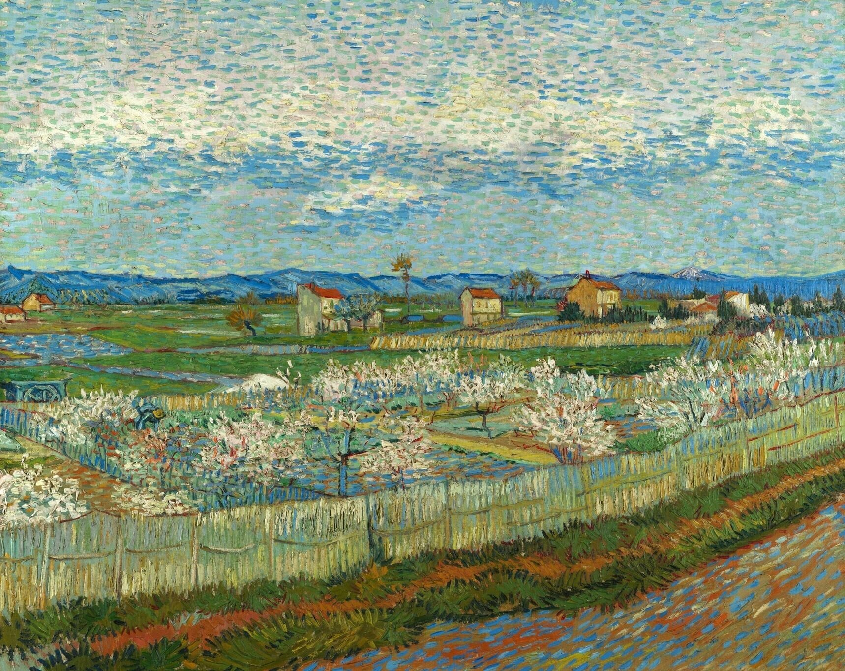 Картина Винсент Ван Гога Цветущие персиковые деревья 60х48 см