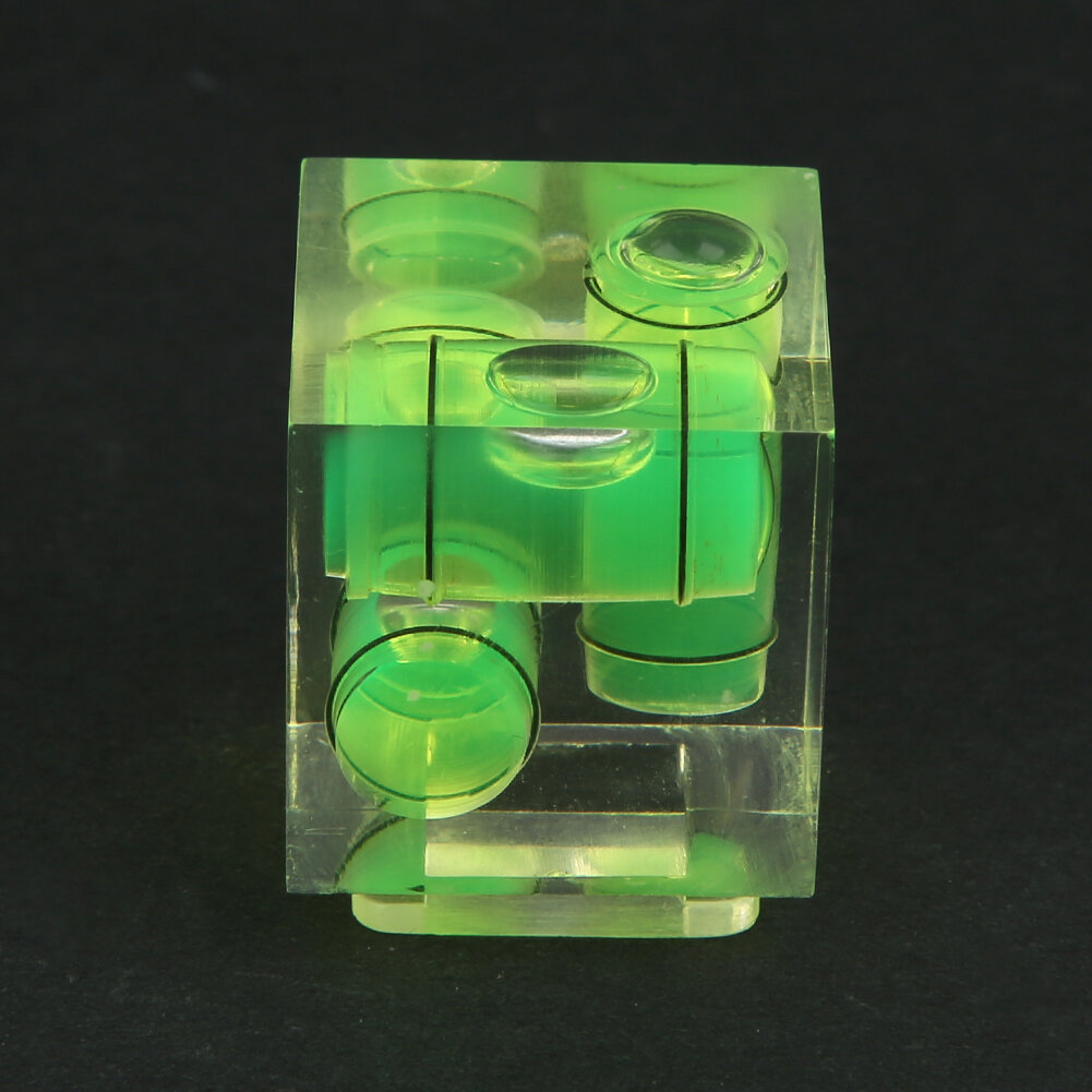 Уровень воздушный трехосевой трехмерный квадрат с холодным шлюзом для цифровых камер, зеленый цвет, 3 оси, материал пластик, вес 16 г, универсальный интерфейс холодного шлюза, 1 шт, 100% новый