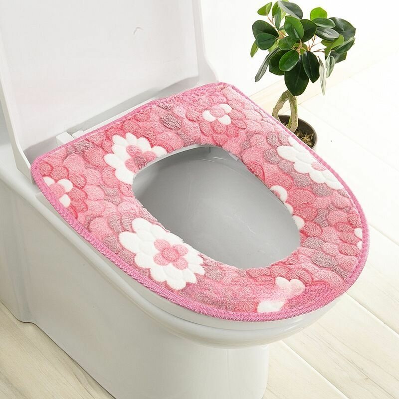Водонепроницаемая универсальная подушка-сиденье для домашнего туалета, сиденье для унитаза мягкое, из кораллового бархата с застежкой-липучкой