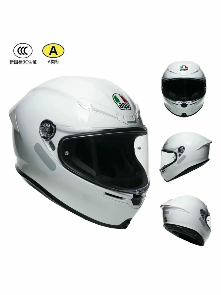 Мотоциклетный шлем AGV-K6S, цвет: белый, размер: M