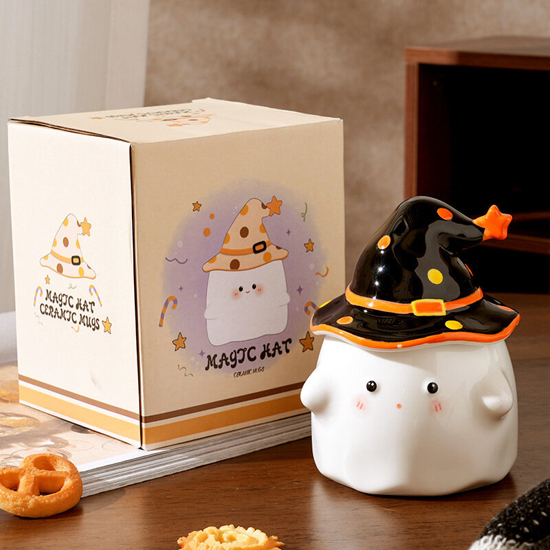 Кружка-призрак с крышкой, креативная керамическая чашка для воды для пары девушек, подарок на день рождения для подруг, сувенир