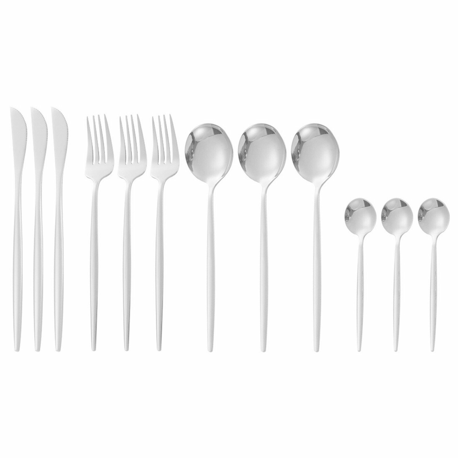 12 шт, набор столовых приборов, ложки, ножи, вилки, глянцевый набор столовых приборов из нержавеющей стали 410 для домашнего ресторана, серебро