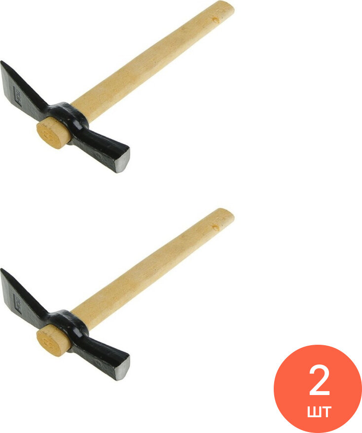 Молоток Hardax / Хардакс кирка каменщика, штукатура, с деревянной ручкой, стальной боек, черный / инструменты для ремонта и строительства (комплект из 2 шт)