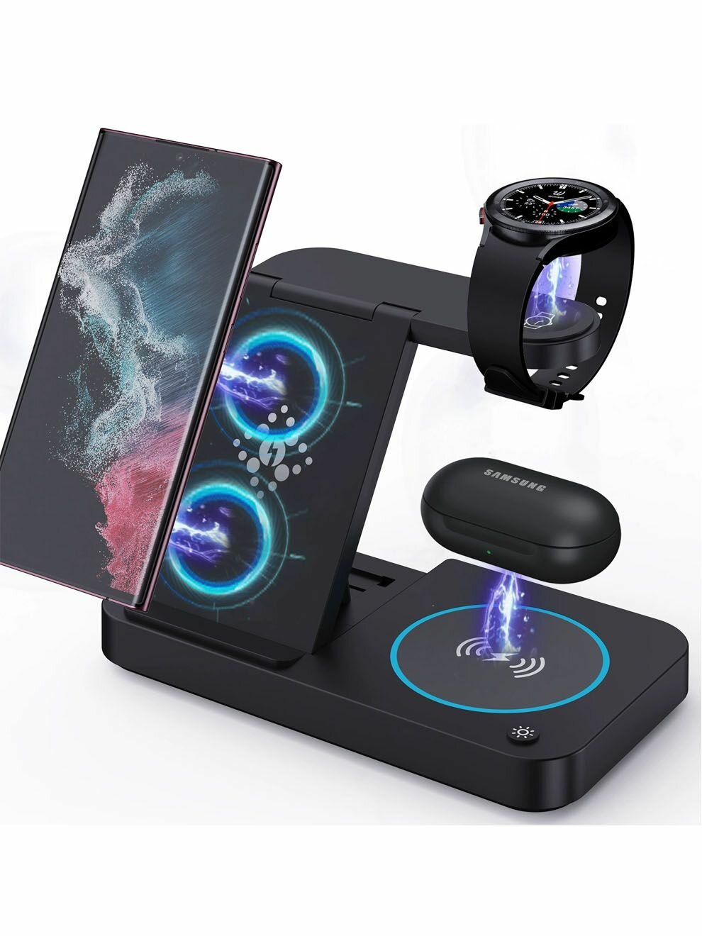 Samsung Беспроводная зарядка для Samsung/ Зарядная станция / Док станция 4 в 1