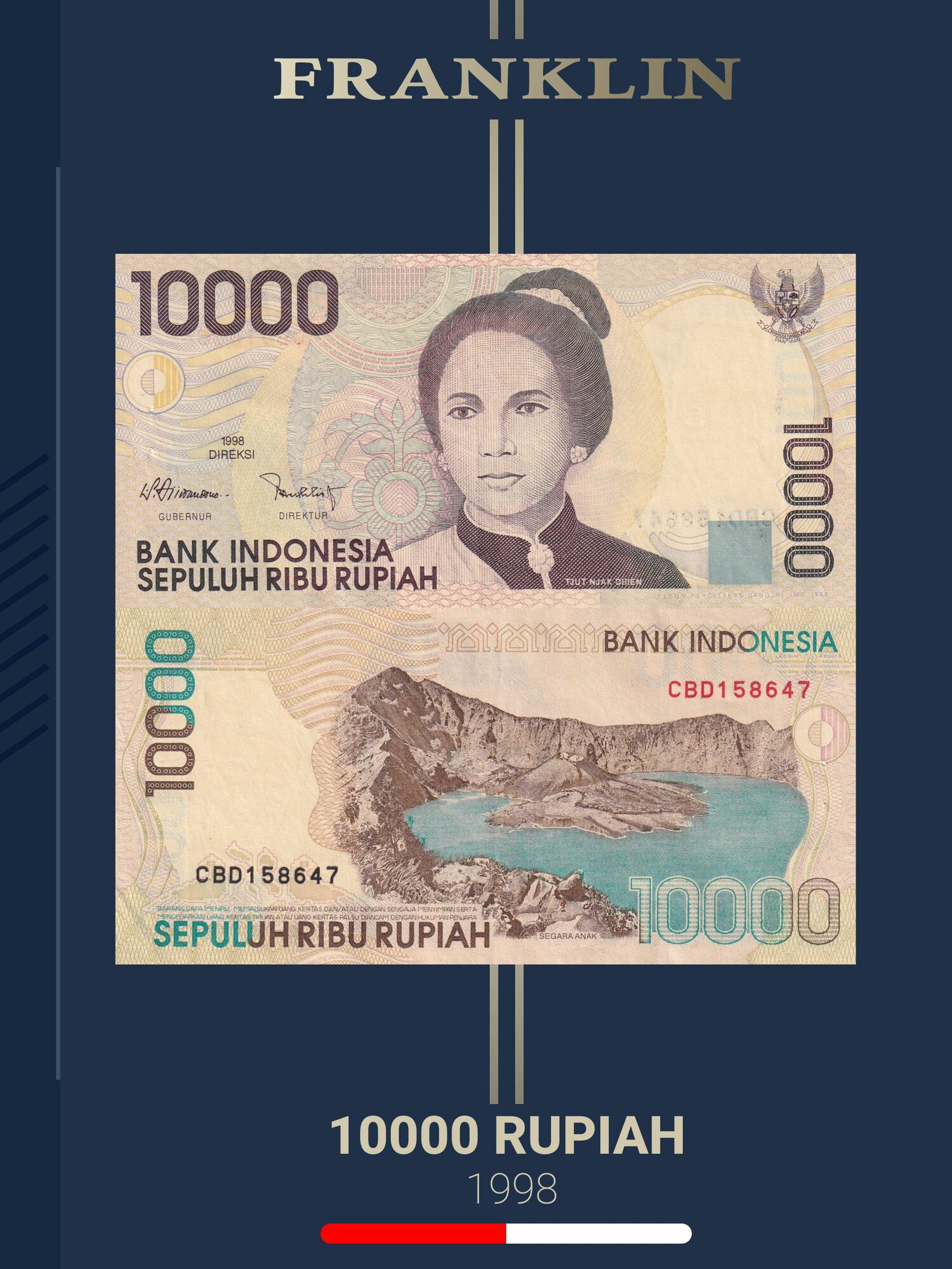 Банкнота Индонезия 10000 рупий 1998 год (XF) Pick 137а