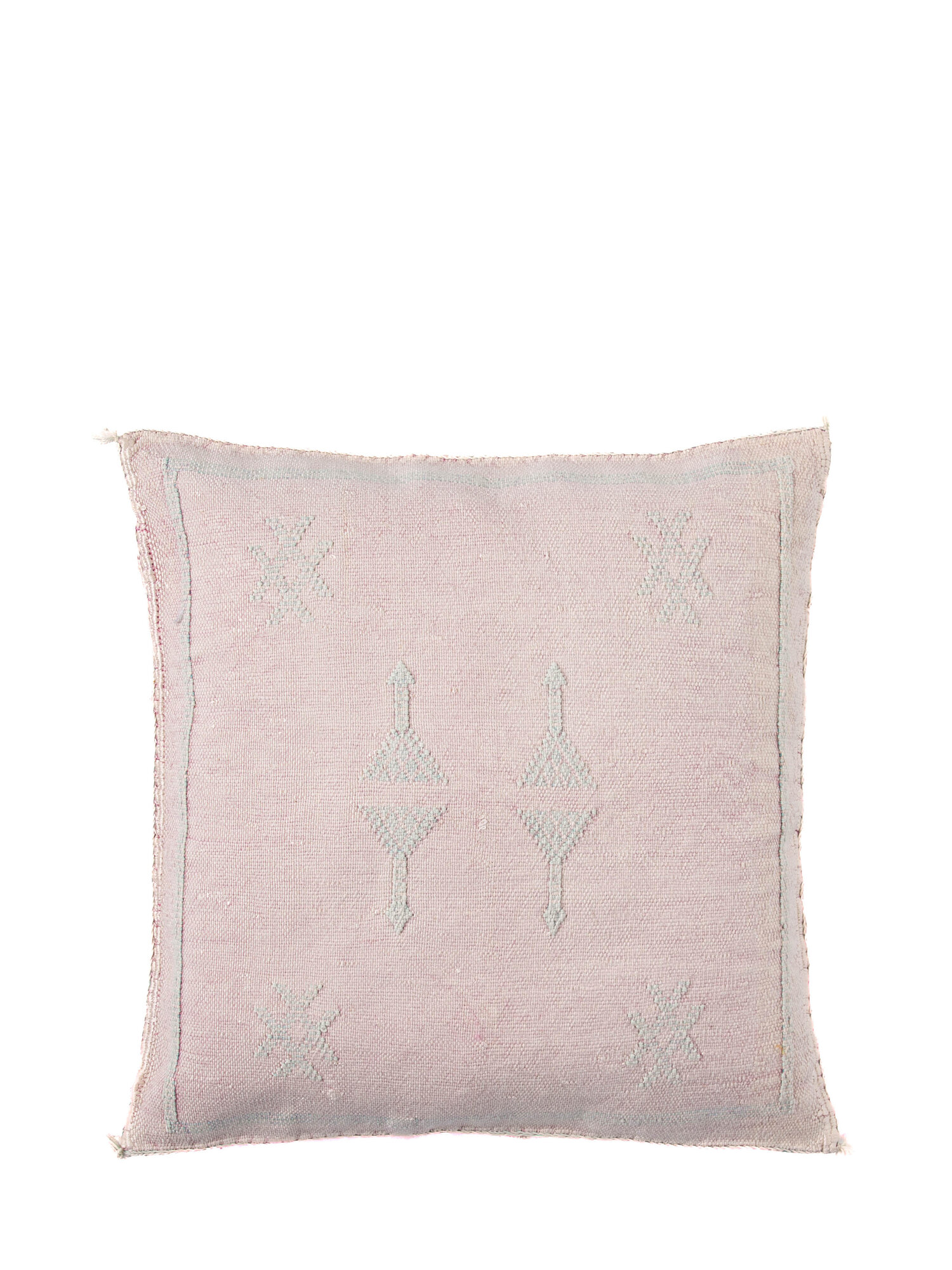 Марокканская подушка Nomad Chic, серая с розовым узором, ручная работа, 45х45 см