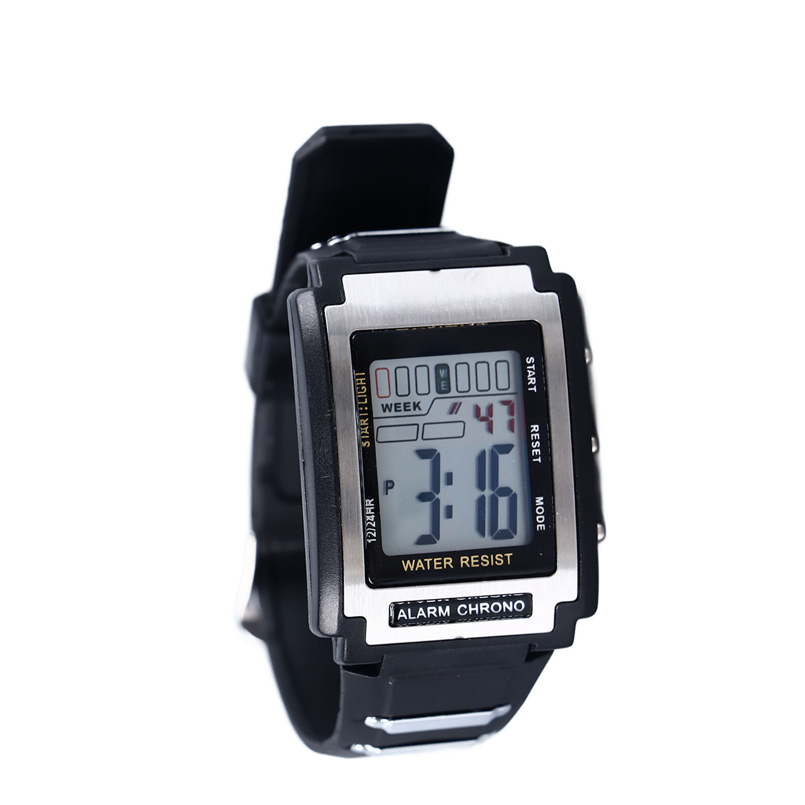 Sport Electronic Watch Waterproof Luminous Large Screen Vintage Style Stainless Steel Digital for Business