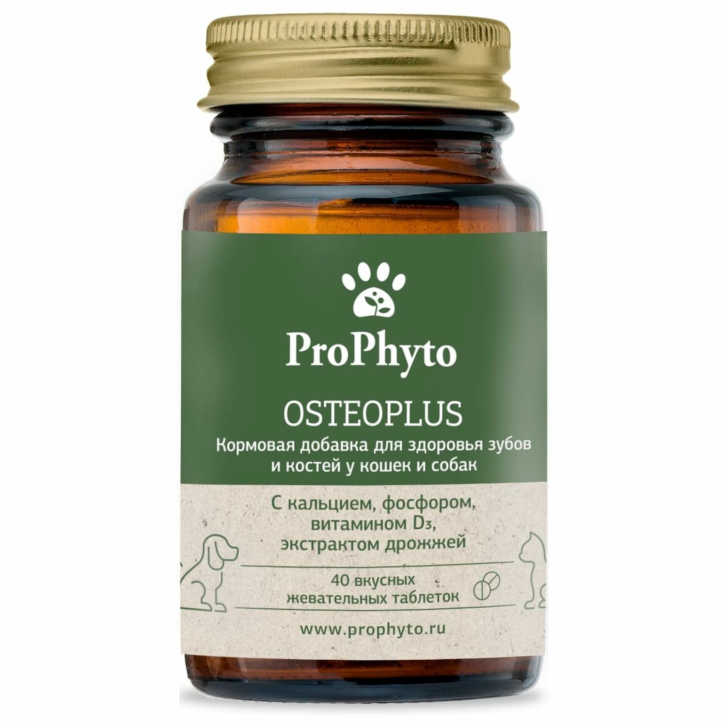 ProPhyto OsteoPlus - кормовая добавка для здоровья зубов и костей у собак и кошек, 40 шт