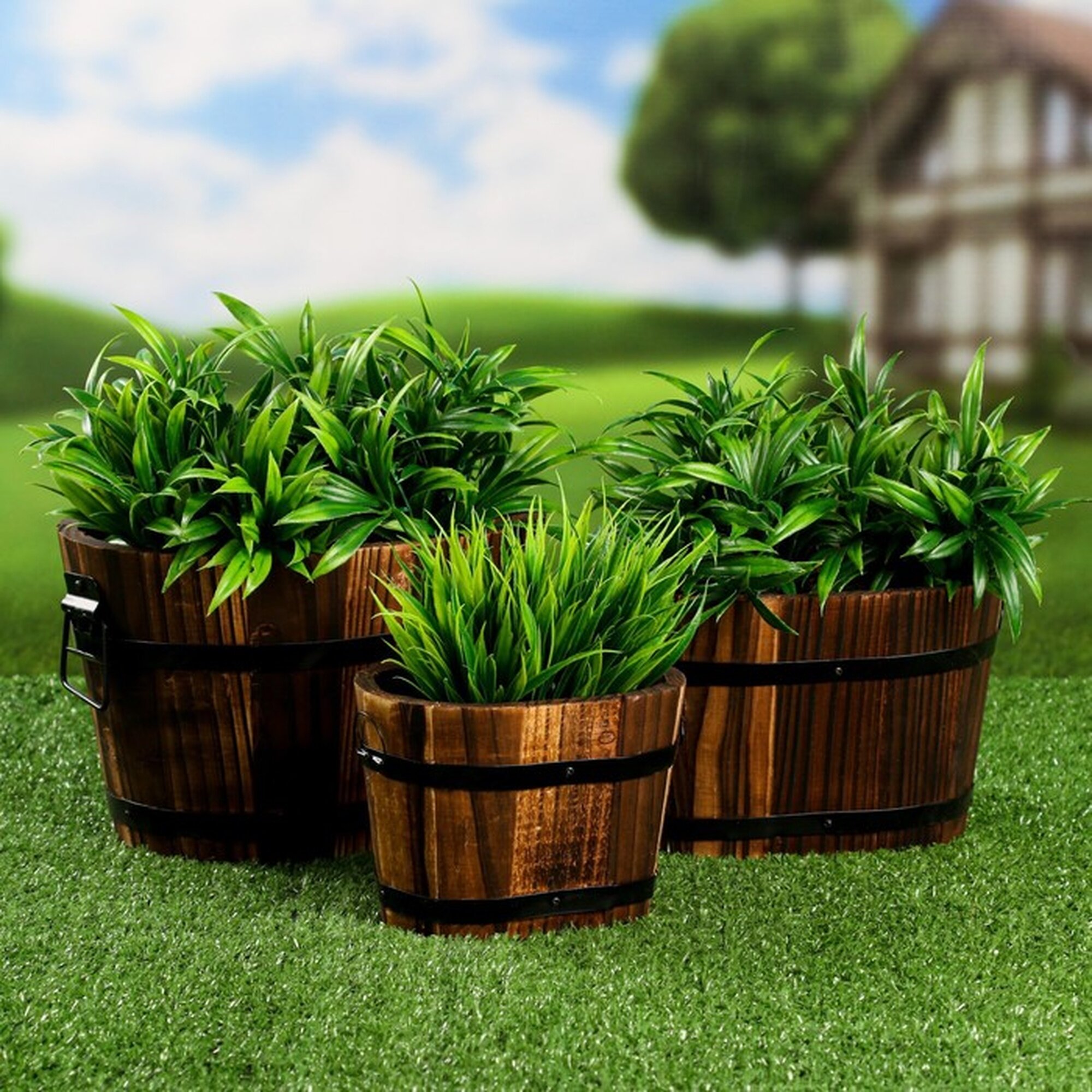 Кашпо Take It Easy "Кашпо для цветов", дерево, 3 шт, высота 14 см