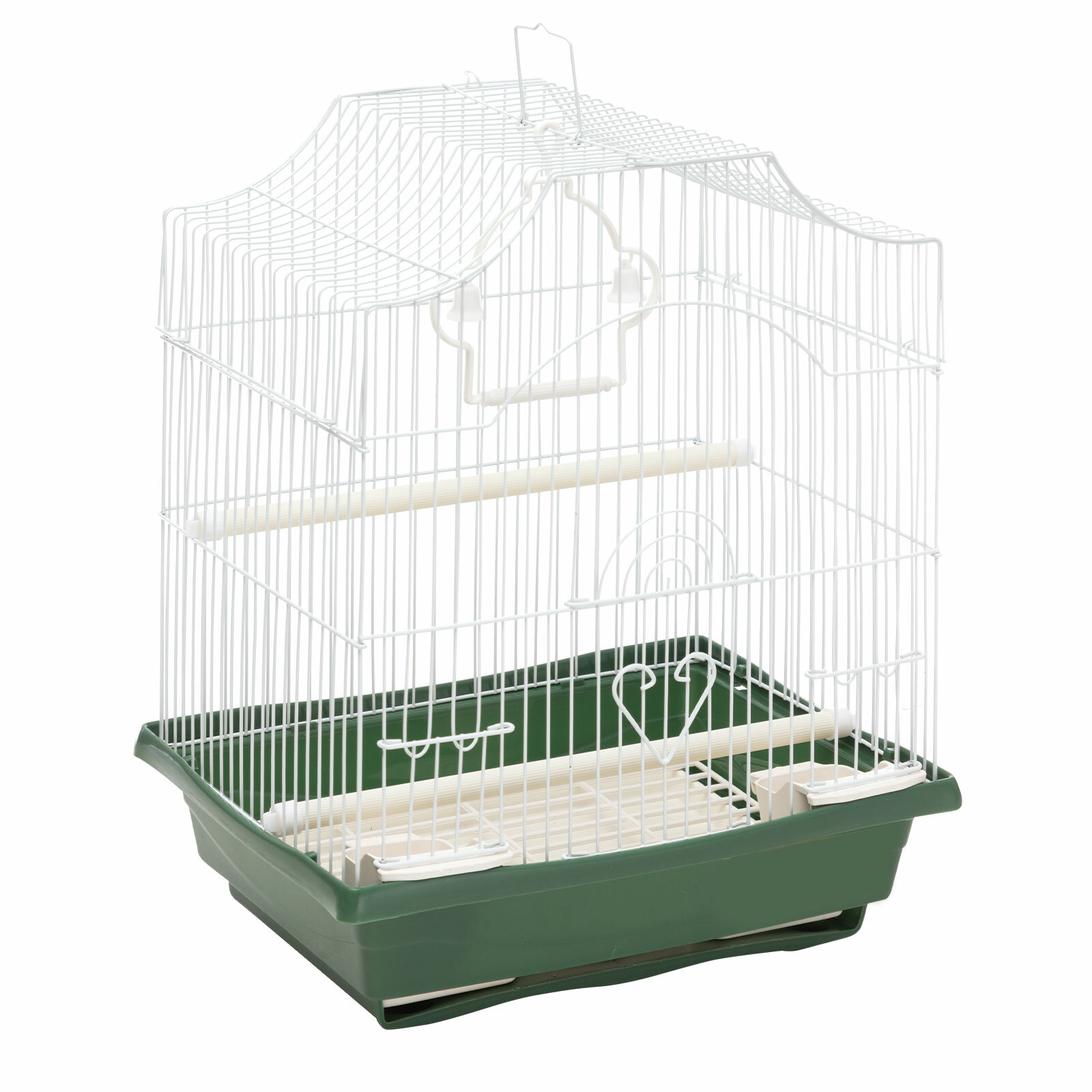 Клетка для птиц с фигурной крышей Triol 1002, размер - 28 х 21х 38 см, цвет - зеленый/белый, 50691025