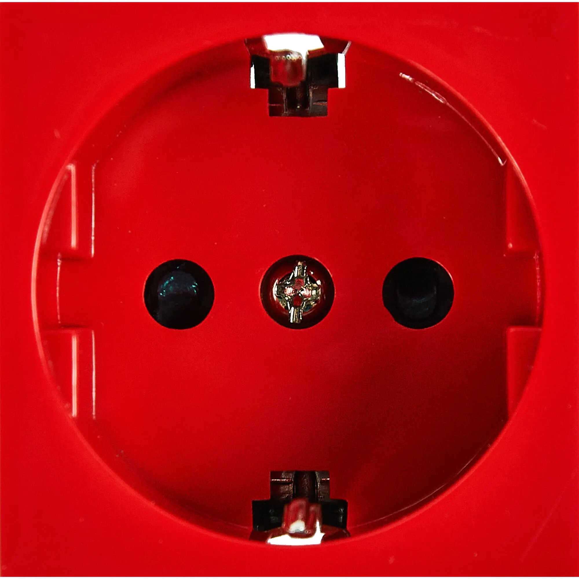 Lexman встраиваемая розетка с заземлением, со шторками, цвет красный скрытого монтажа