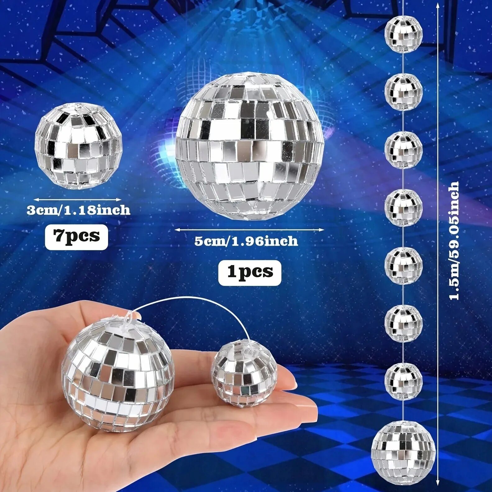 Набор подвесных диско-шаров из ПВХ 8 шт.