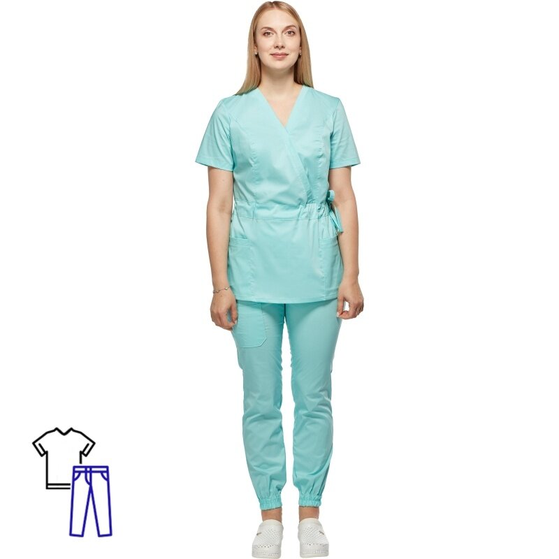 Костюм для медицинского персонала КНР женский, цвет бирюзовый, размер 40, на рост 158-164 (М24-КБР жен бирюз)