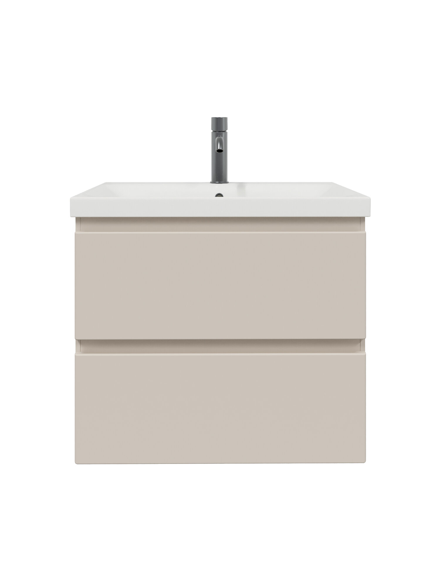 Тумба подвесная Vannika Glad 60 с раковиной Moduo 60 для ванной комнаты, cappuccino