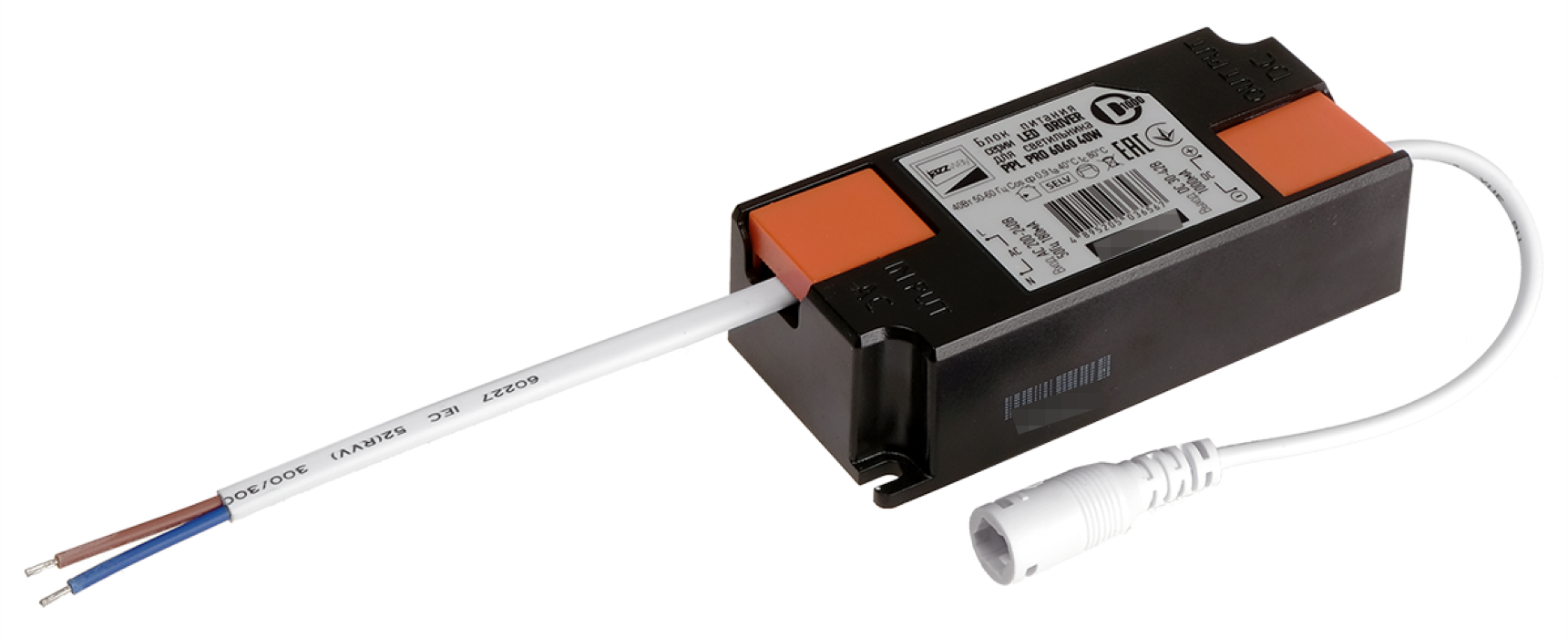 Драйвер Jazzway / Джазвэй для PPL PRO 6060 в пластиковом корпусе, черный, 97x47x27мм, 40Вт, 42V 1А, IP20 / блок питания