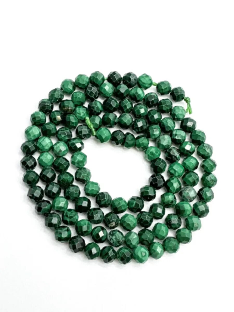 0266 Малахит Конго граненый поделочный для поделок 4 мм 1шт