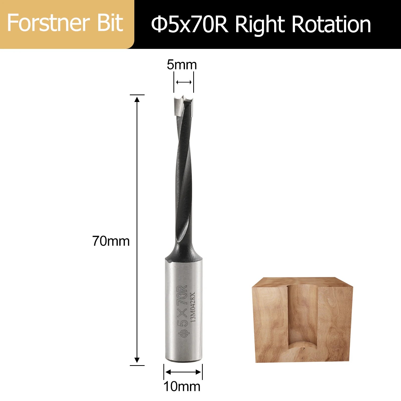 TIDEWAY 1PCS Сверло Форстнера для дерева Мебельная доска Сверла для петель Сверление по дереву Плотницкие инструменты Фреза для дерева S10mmxD5x70-R