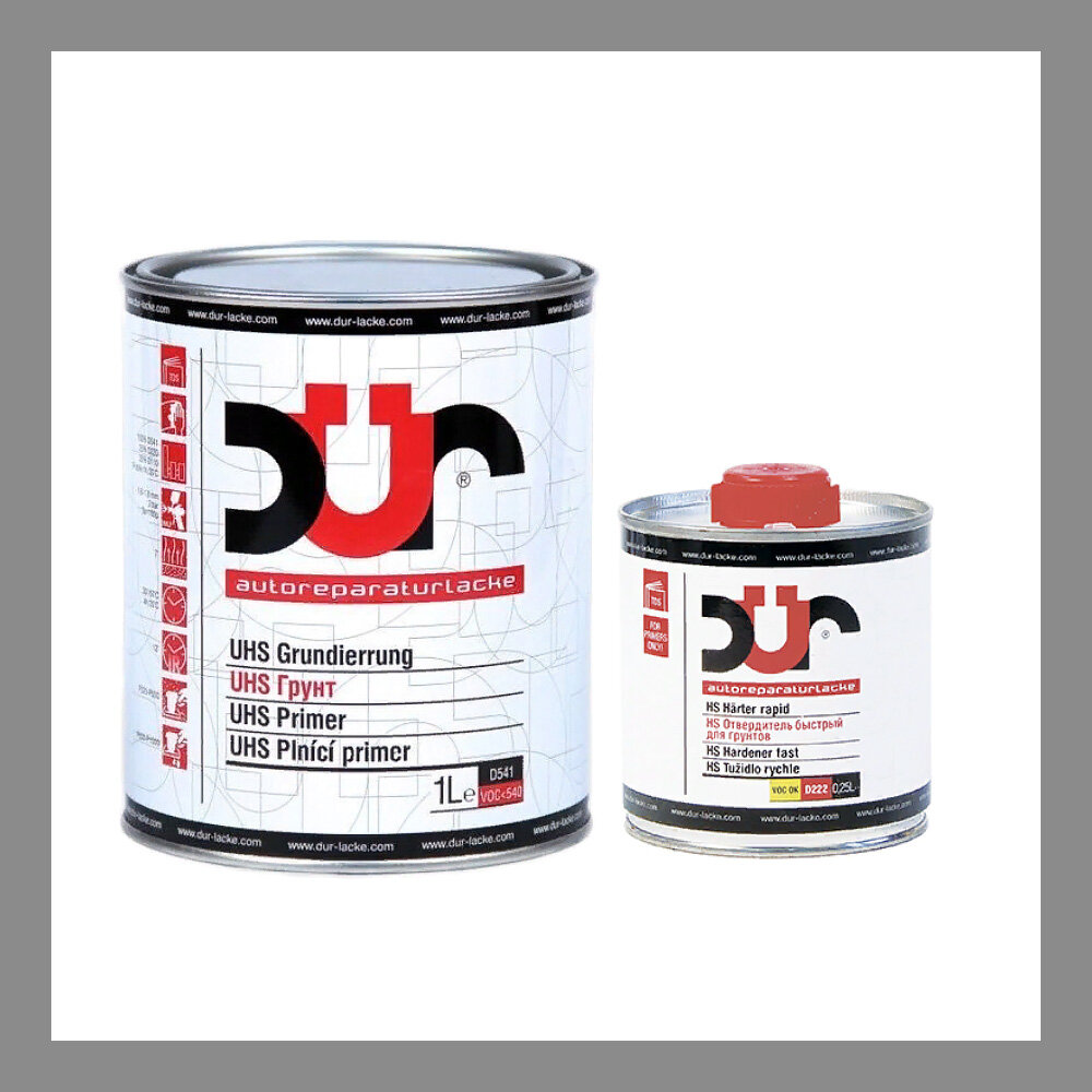 Грунт 4+1 серый UHS акриловый с быстрым отвердителем DUR (1л+0,25л)