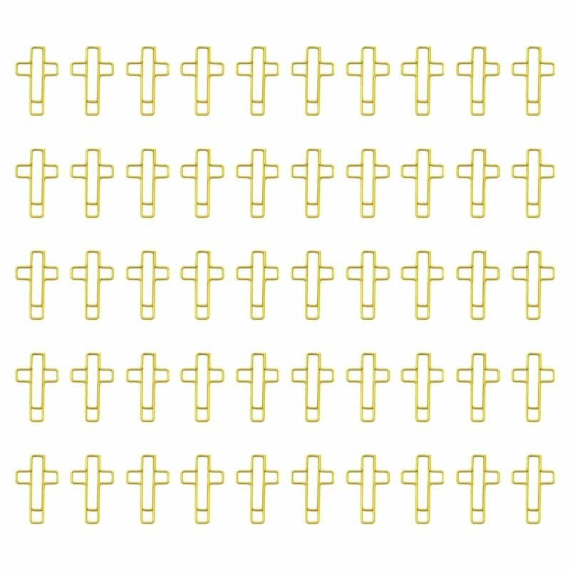 50 шт. Маленькие закладки в форме креста, скрепки для офиса, Золото