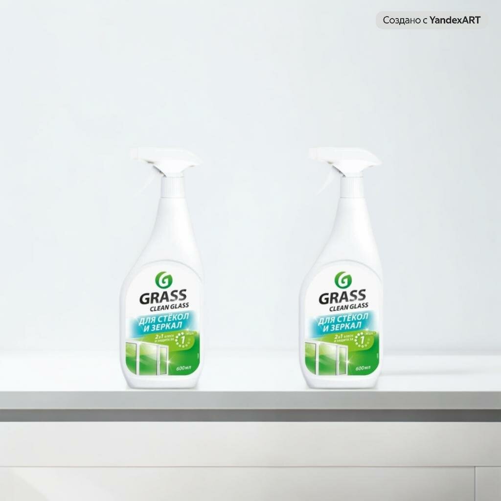 Очиститель стекол и зеркал Grass Clean glass, универсальный, нейтральный ,600 мл, 2 шт