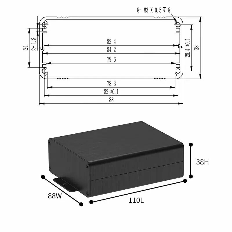 Алюминиевый корпус 88x38x110 Black Bend