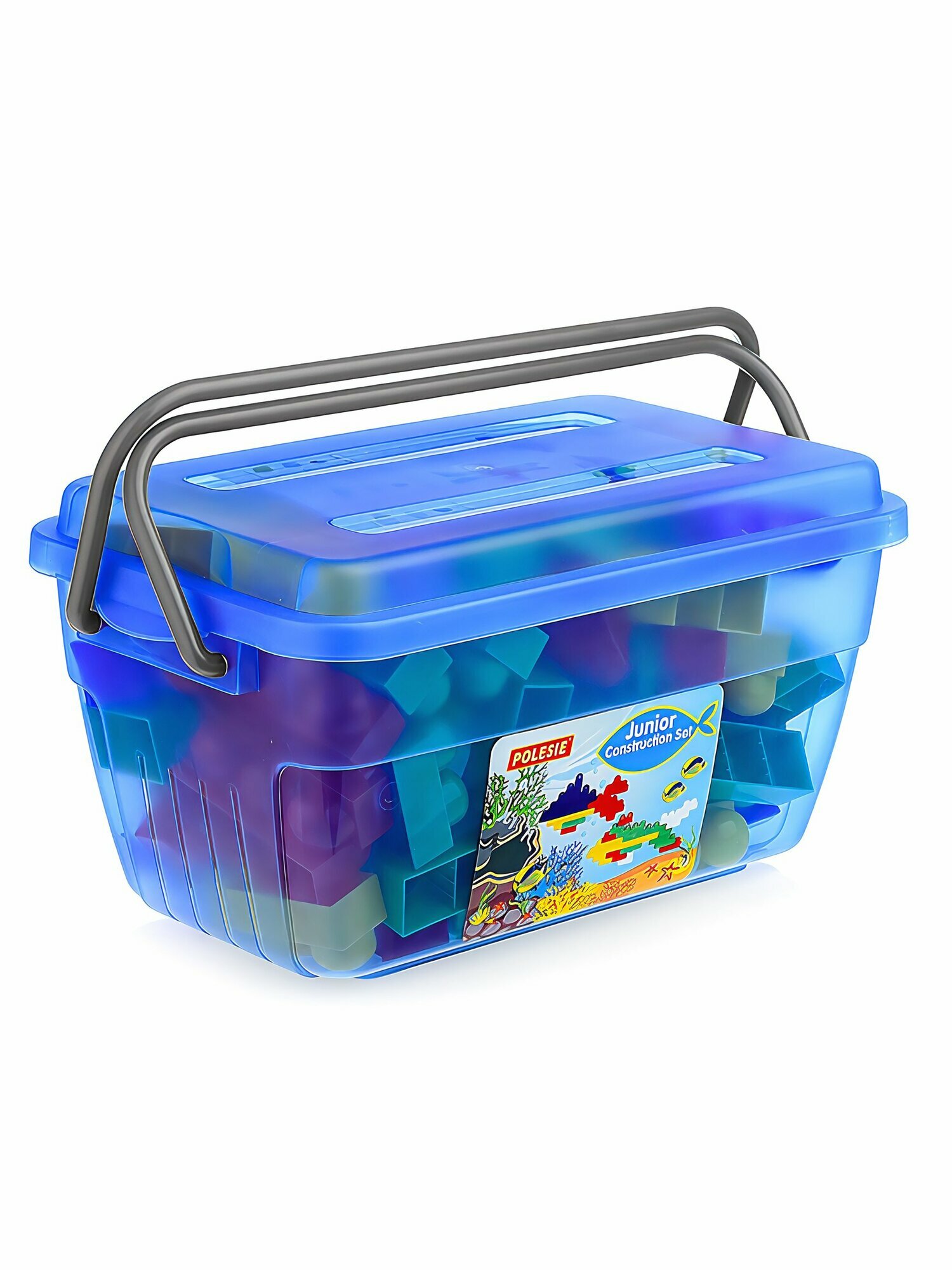 Пластиковый блочный конструктор "Юниор" с крупными деталями в контейнере, игровой набор для детского творчества, развивающая мелкую моторику игра для малышей, собери сам, 114 элементов