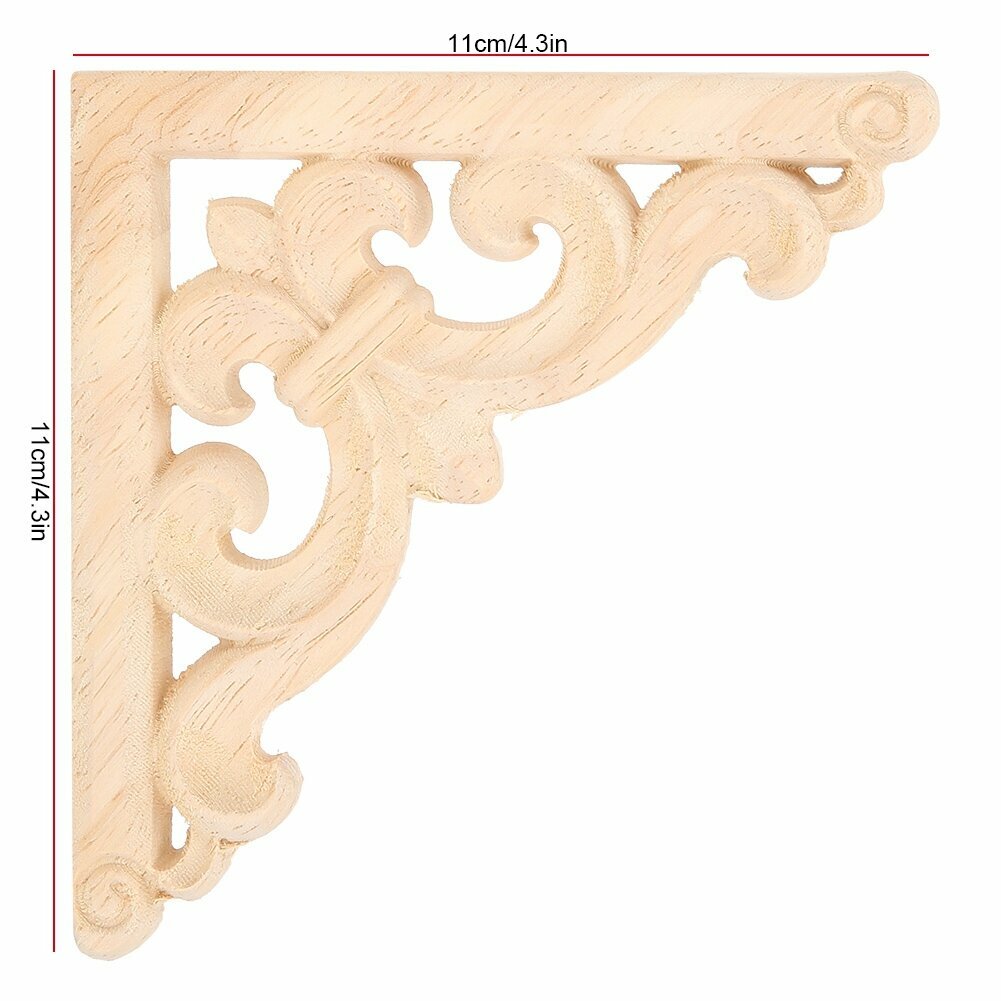 4 шт, европейский стиль, деревянная резная угловая аппликация, наклейка для домашней мебели, дверной шкаф, украшение 11x11 см