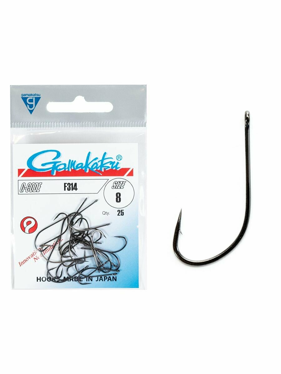 Крючки Gamakatsu F314 HOOKS BLACK размер 08 (упк.25шт.)
