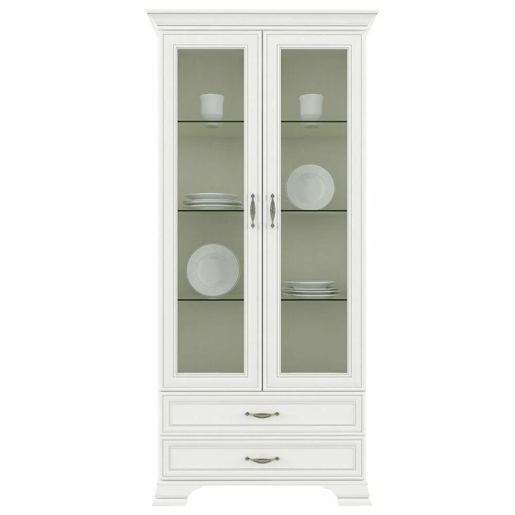 Шкаф с витриной Anrex 2V2S TIFFANY, 212.1 x 39.9 x 99 см, цвет: вудлайн кремовый
