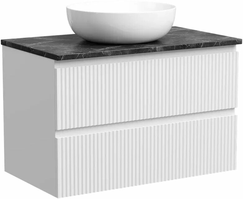 Тумба под раковину со столешницей Sancos Snob R 80 bianco, столешница черный мрамор