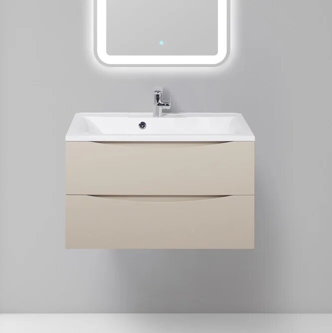 Тумба под раковину без столешницы BelBagno Marino 80 подвесная, бежевая, матовая, из МДФ, тумба для ванной, с ящиками, с доводчиками