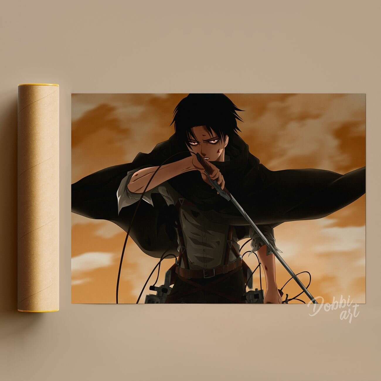 Постер Атака Титанов 50х70 см без рамы/ Attack on Titan, Леви/ Плакат по аниме, для интерьера, в подарок