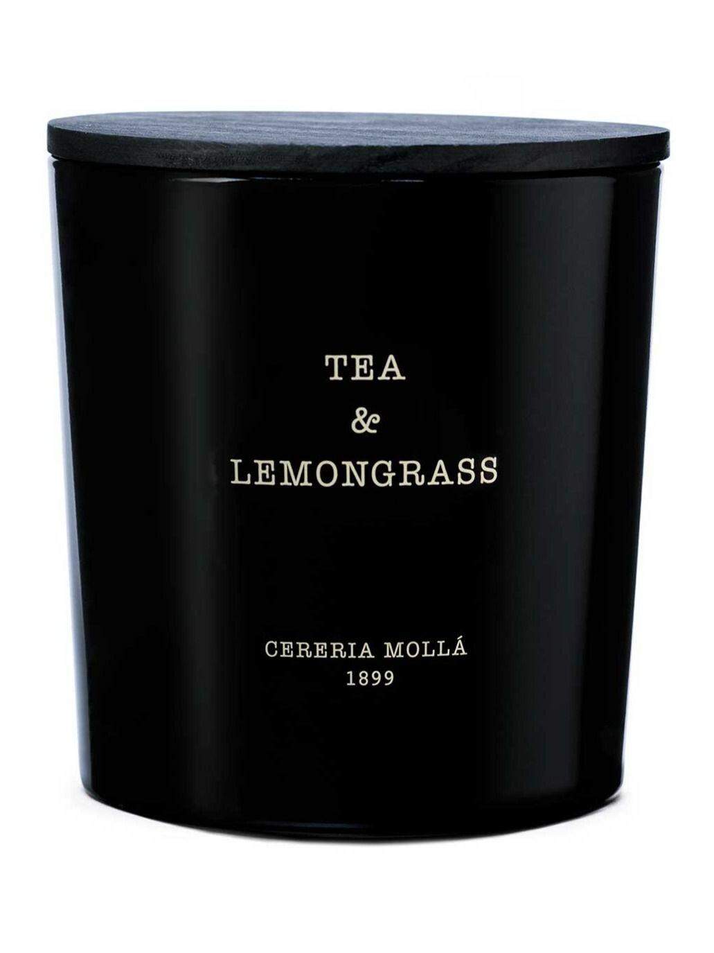 Ароматическая свеча Cereria Molla Tea & Lemongrass-672482, в стеклянном подсвечнике 600 г, цвет черный