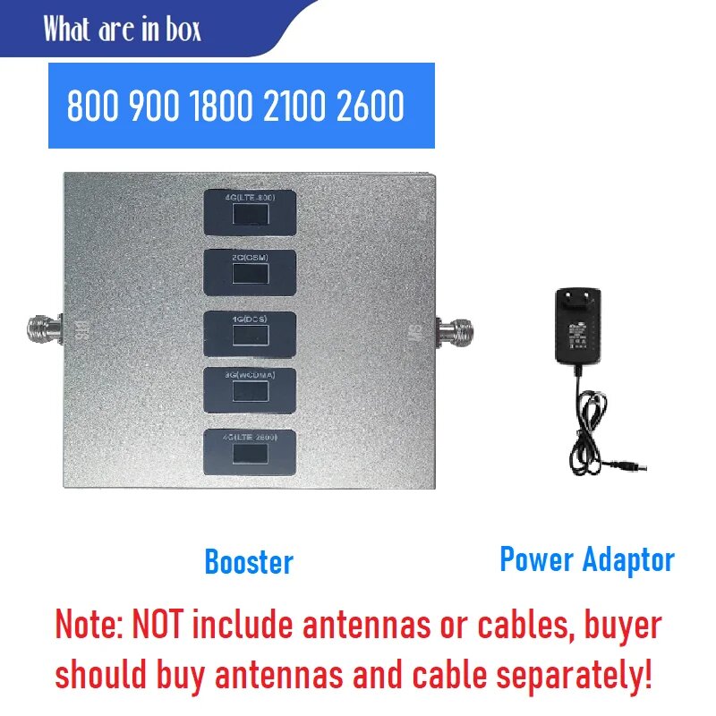 5-диапазонный LTE Band 20 B20 800 800 МГц B7 2600 2600 МГц 900 1800 2100 4G 5G усилитель сотового сигнала мобильный повторитель сигнала B20 B8 B3 B1 B7