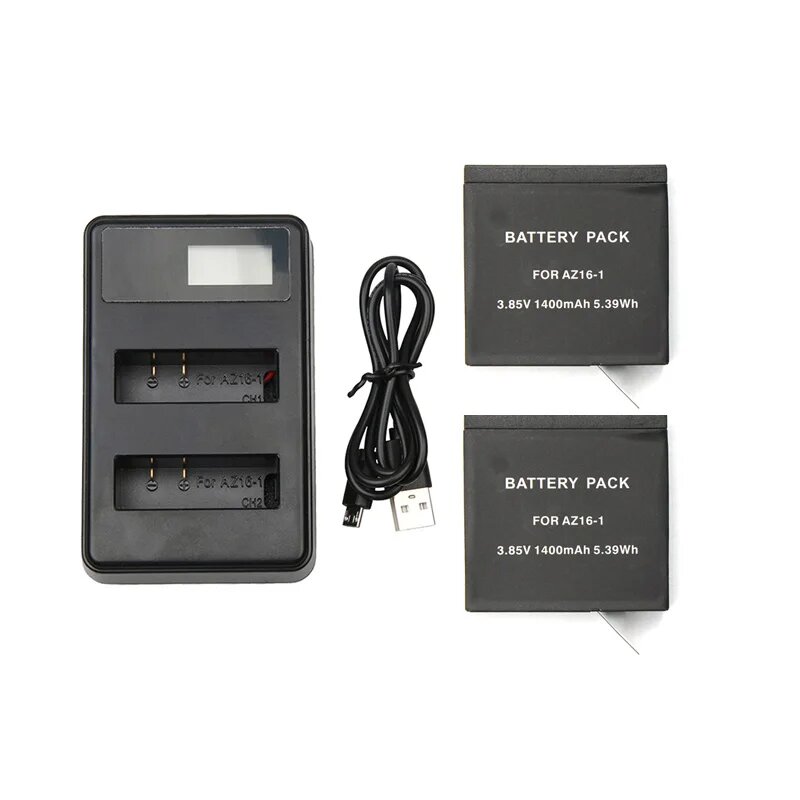 Аккумуляторы 1400 мА·ч для Xiaomi Yi 2 4K, зарядное устройство gopyks