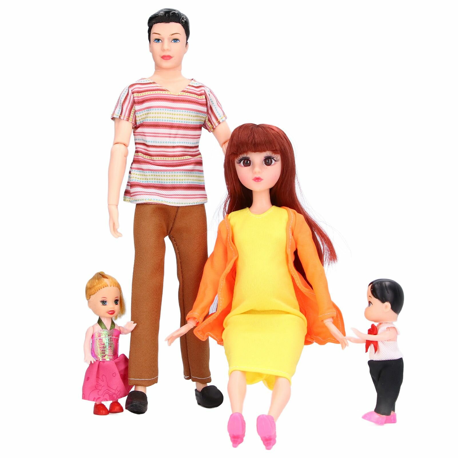 Набор кукол для всей семьи 5 штук, образовательные подарки к дню рождения с аксессуарами для папы, беременной мамы, мальчиков и девочек